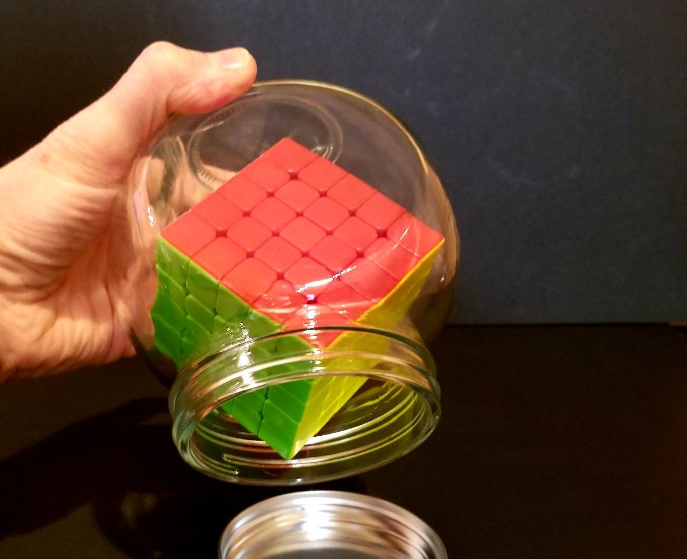 IMPOSSIBLE BOTTLE – 5x5 Rubik’s Cube in Glass Candy Jar - Etsy