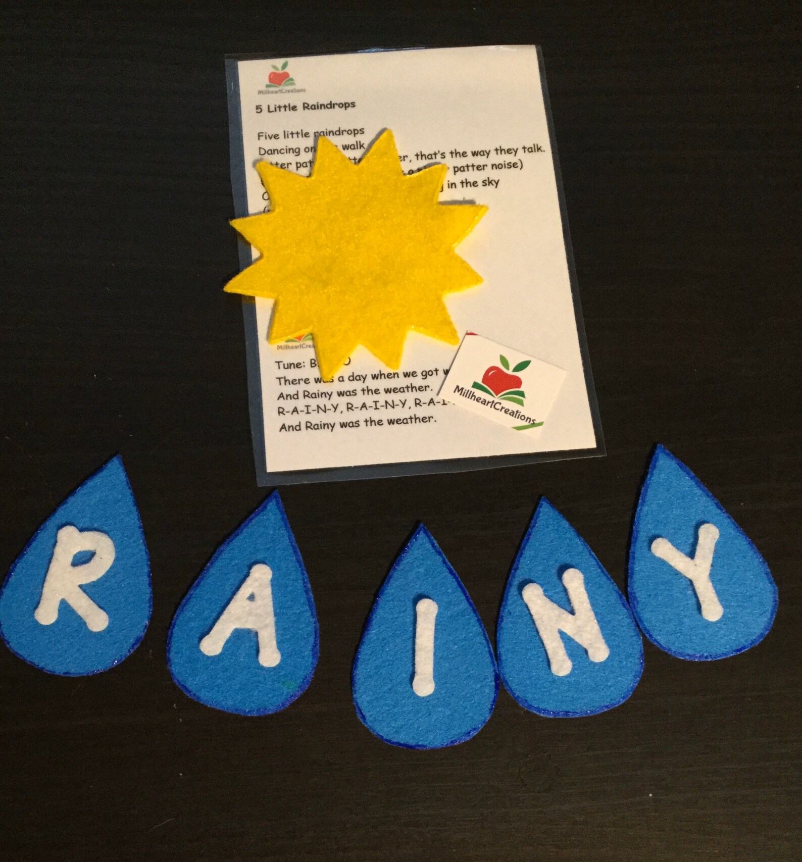 5 Little Rain Drops / Weather Felt Story - Etsy