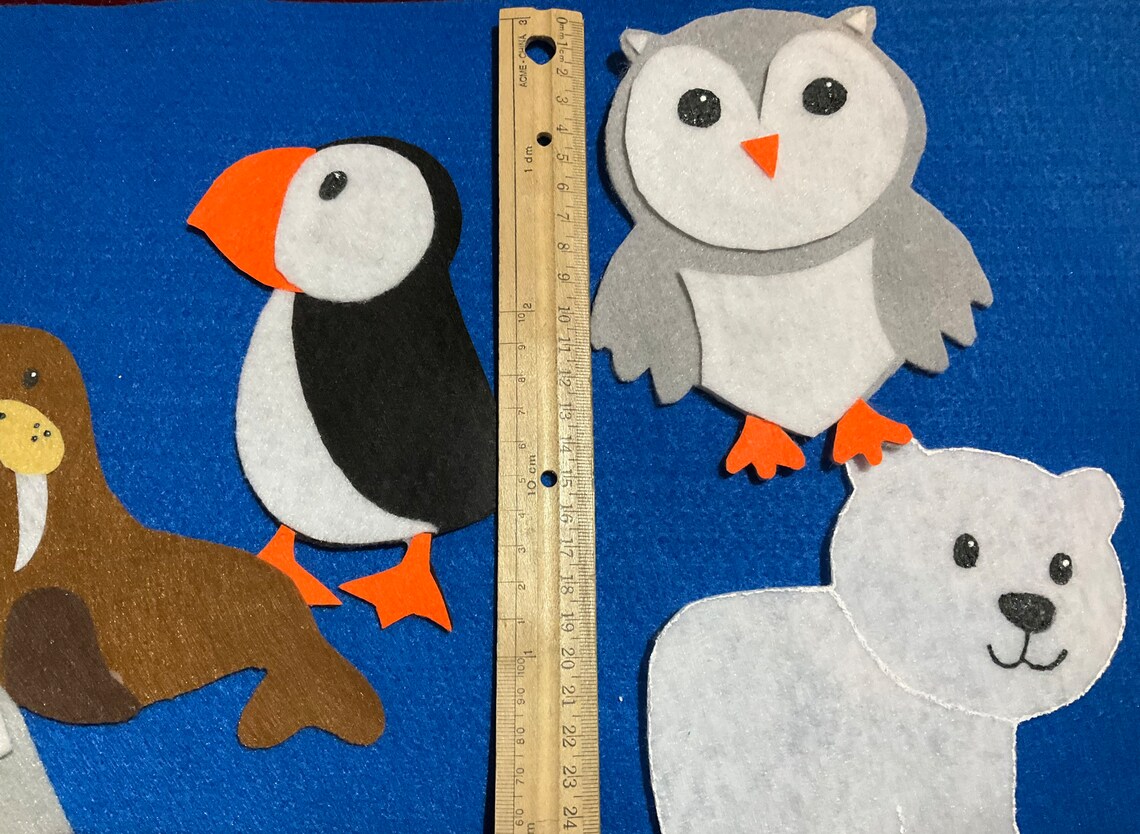 5 Little Arctic Friends Felt Story Set Winter Animals Polar Bear ...