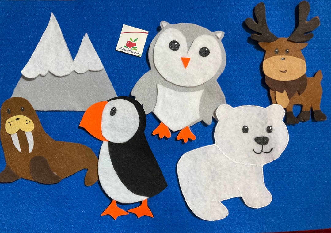 5 Little Arctic Friends Felt Story Set Winter Animals Polar Bear ...