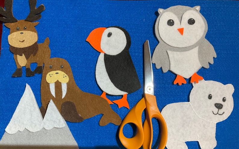 5 Little Arctic Friends Felt Story Set Winter Animals Polar Bear ...
