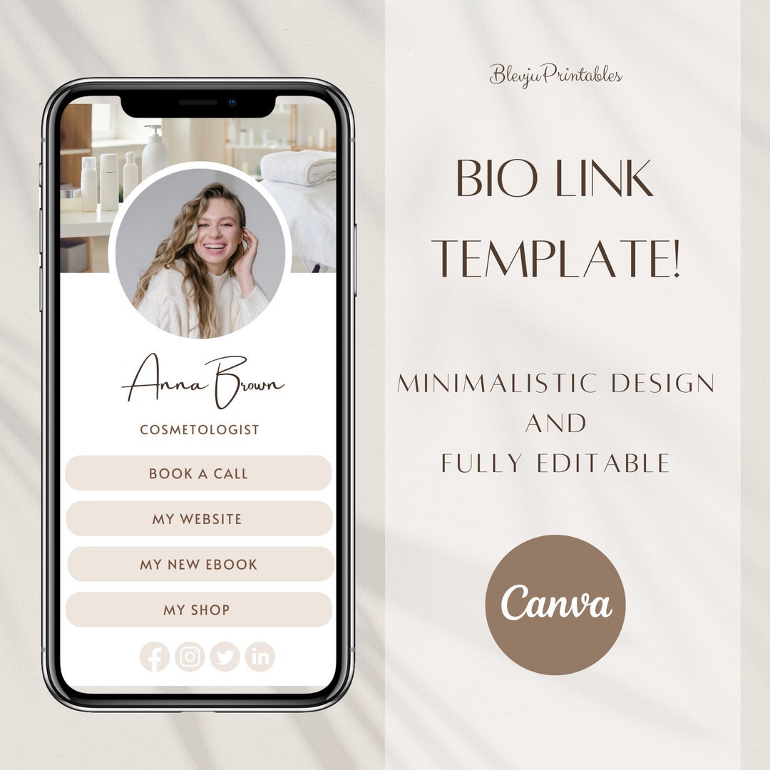 Canva Instagram Link in Bio Template: Minimalist Landing Page (digital ...