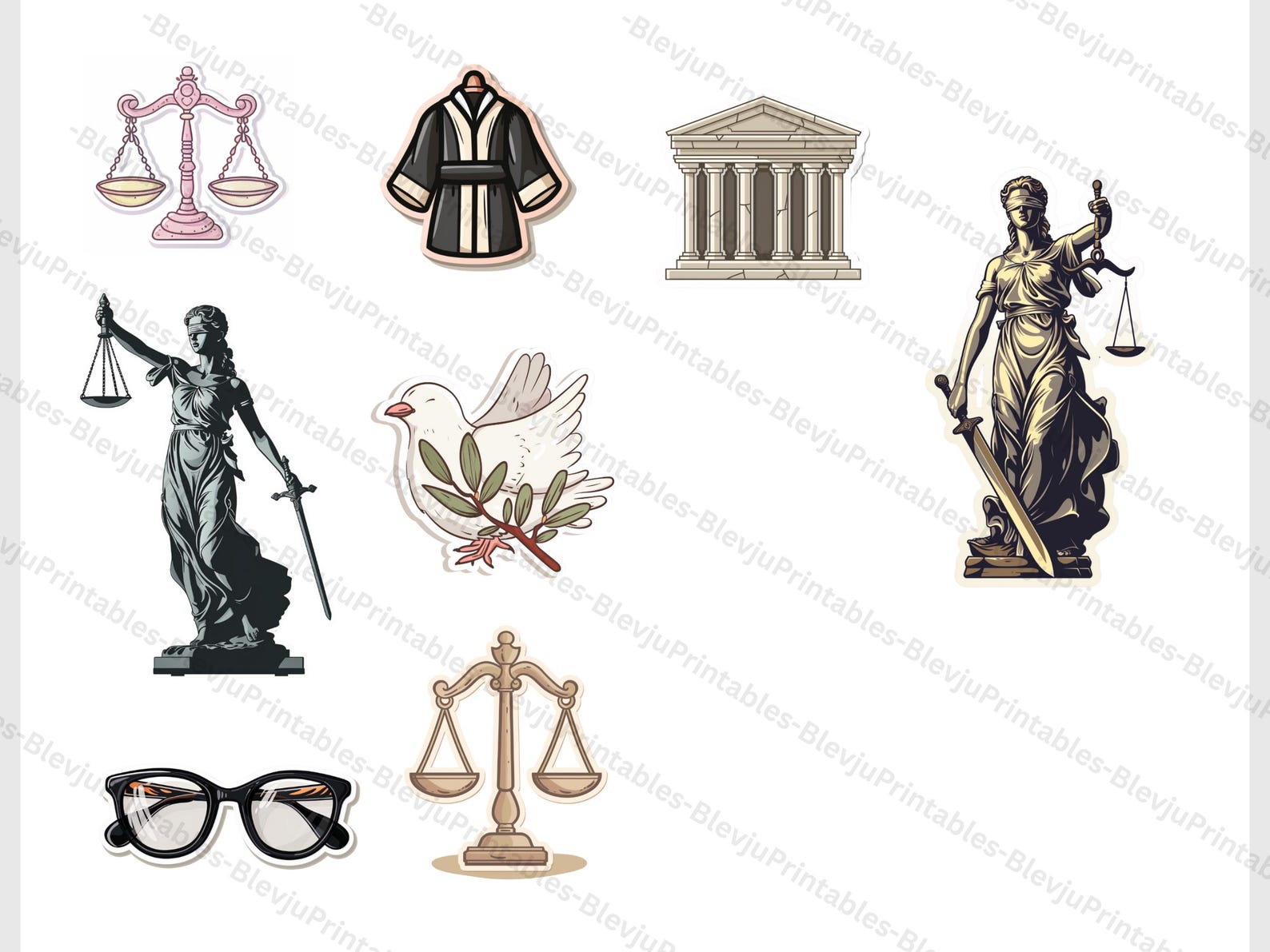 Law Student Clipart: Justice Scales, Law Books, Gavel (digital Download ...