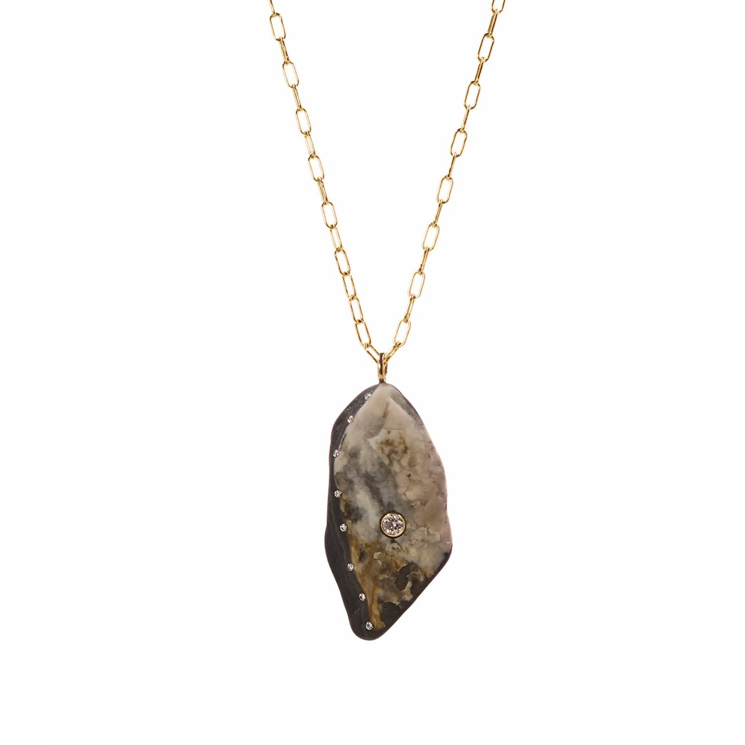 14k Gold California Stone and Gem Necklace - Etsy