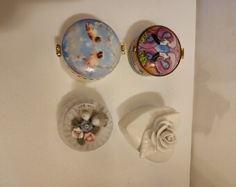 Vintage Porcelain Whimsical Trinket Ring Jewelry Boxes, Sold ...