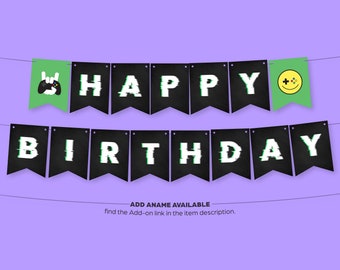 Video Game Birthday Banner Instant Download Gamer Party - Etsy