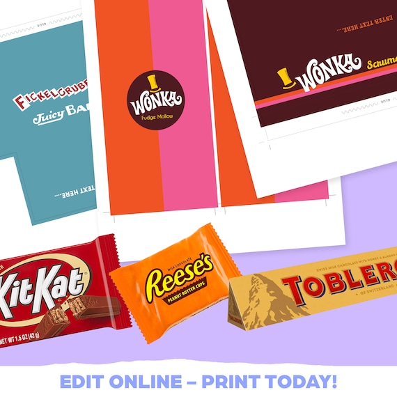 Wonka Candy Wrapper Templates for Reese, KitKat and Toblerone ...