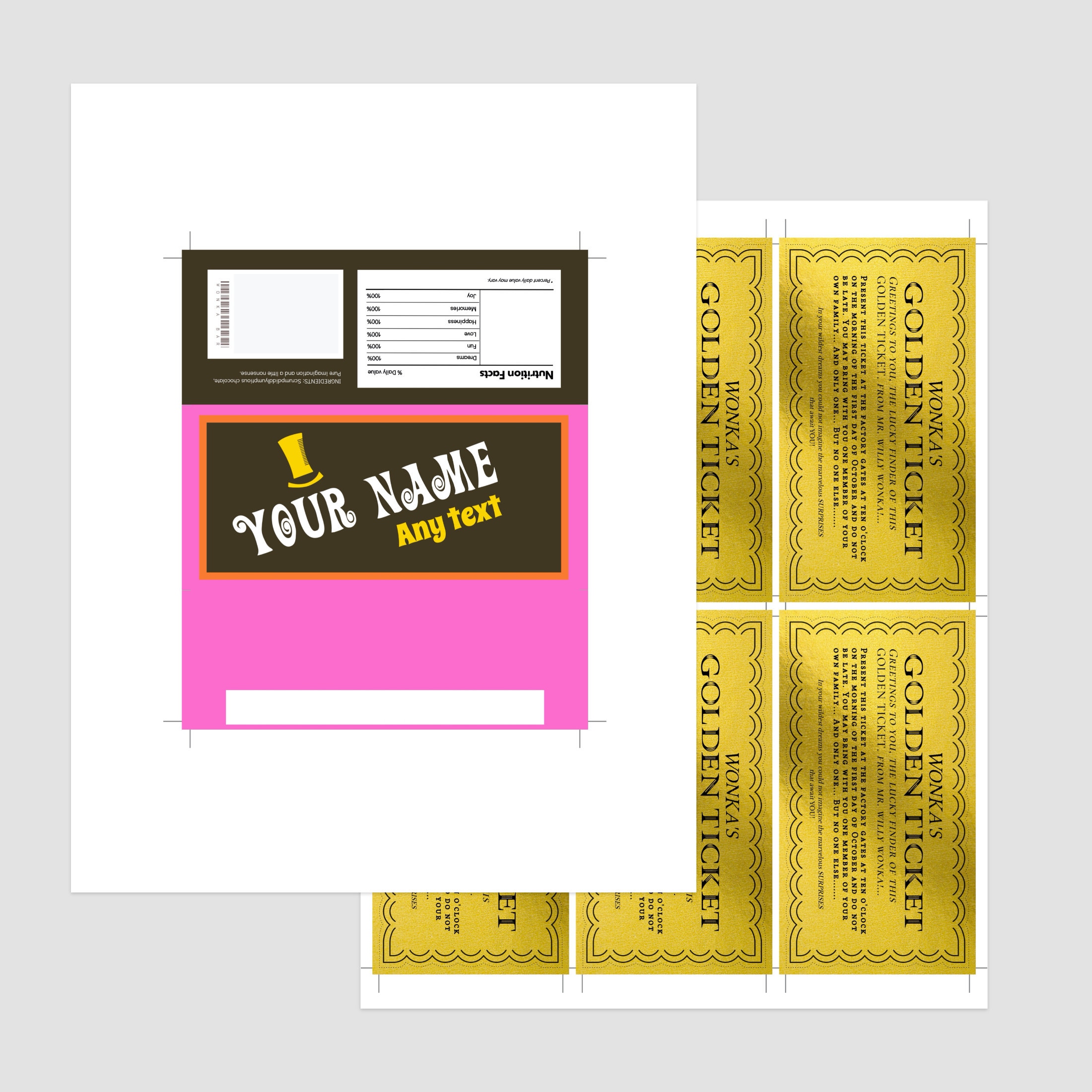 Wonka Bar Template