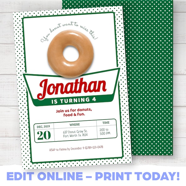 Donut Party Invitation Template - Etsy