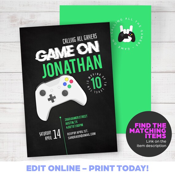 Video Game Invitation Template, Gamer Birthday - Edit online, No ...
