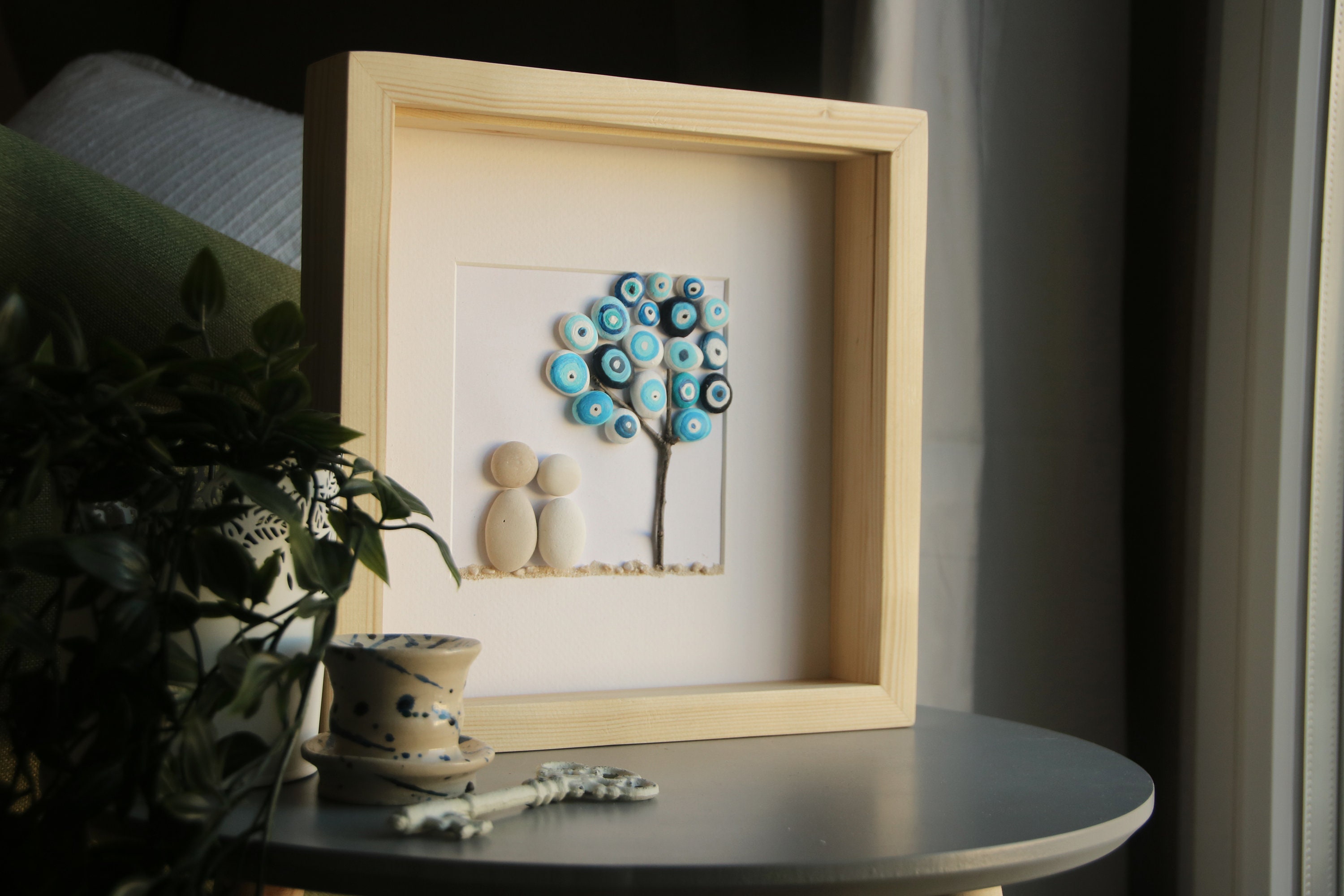 Evil Eye Pebble Art, Anniversary Gift for Her, New Home Personalized ...