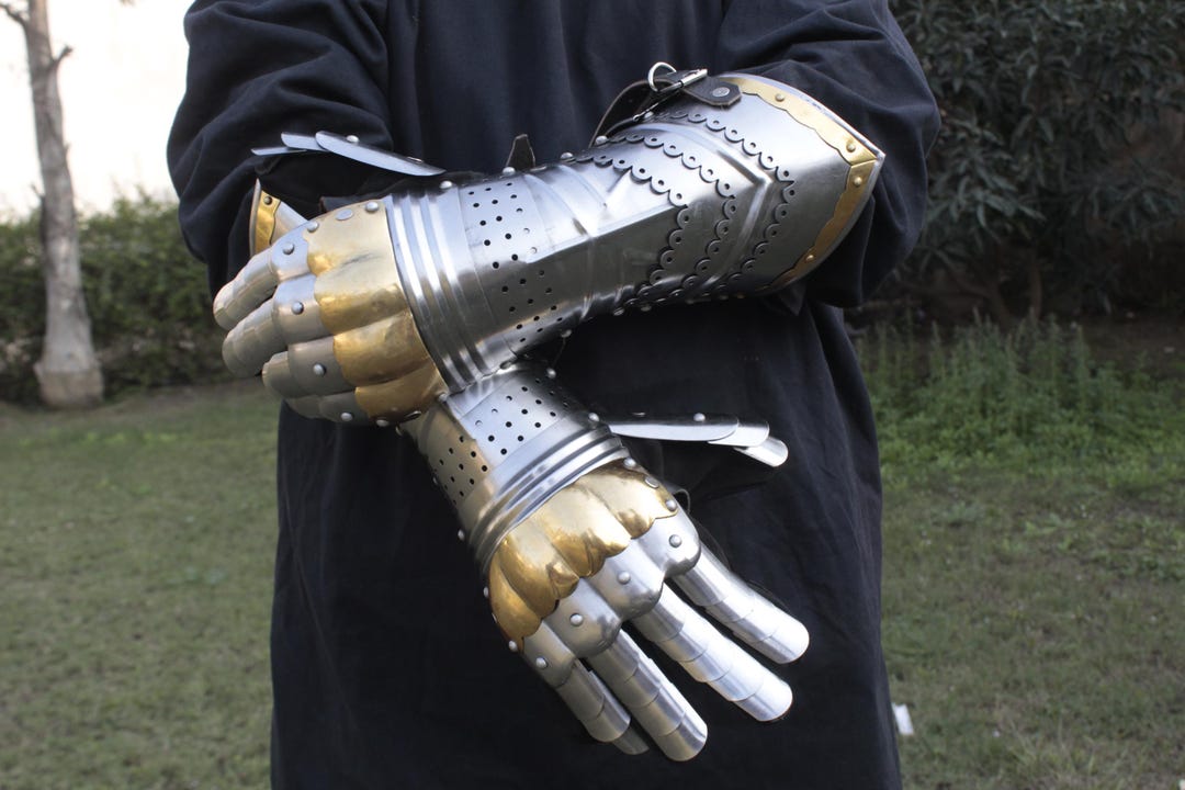 Handmade Medieval Gauntlet With Leather Gloves | - Etsy