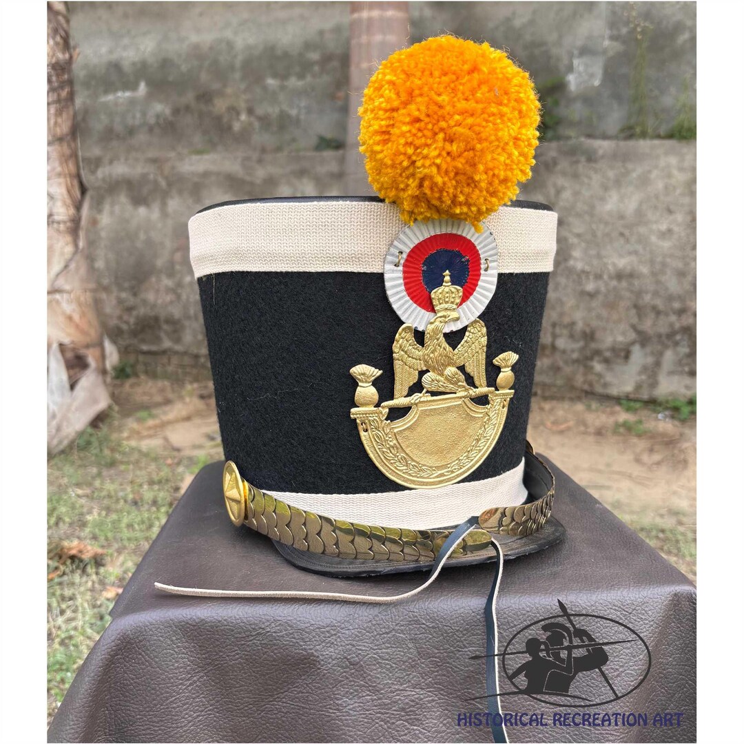 Shako Helmet, French Napoleonic Leather Shako Helmet With Mustard ...