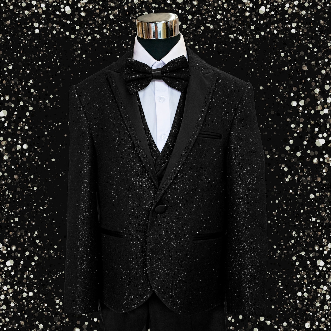 Boy's Black Glitter Suit - Etsy