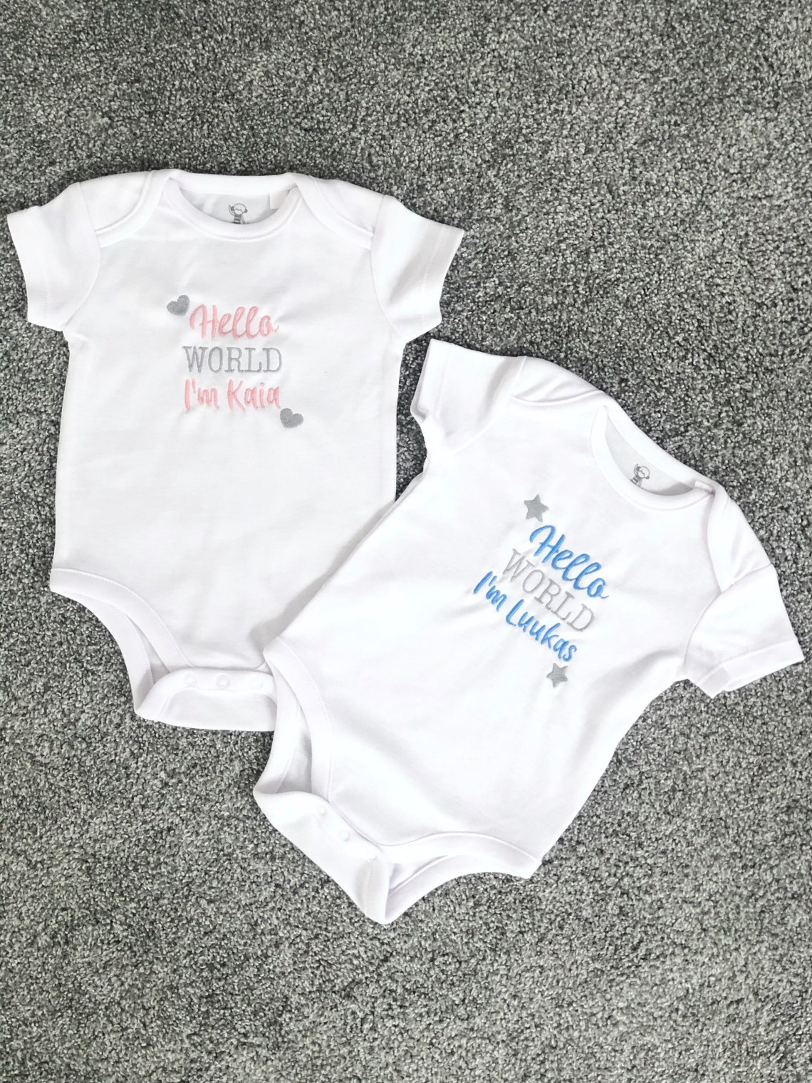 Personalised Hello World Baby Girl Embroidered Design Bodysuit | Etsy