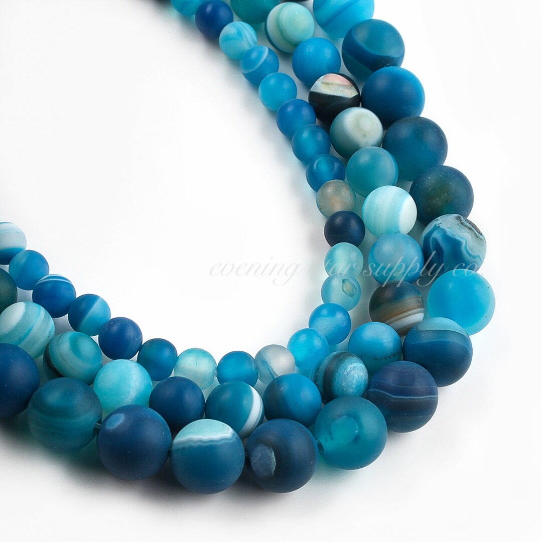 Gemstone Beads Blue Striated Agate 15 Strand Wholesale DIY - Etsy