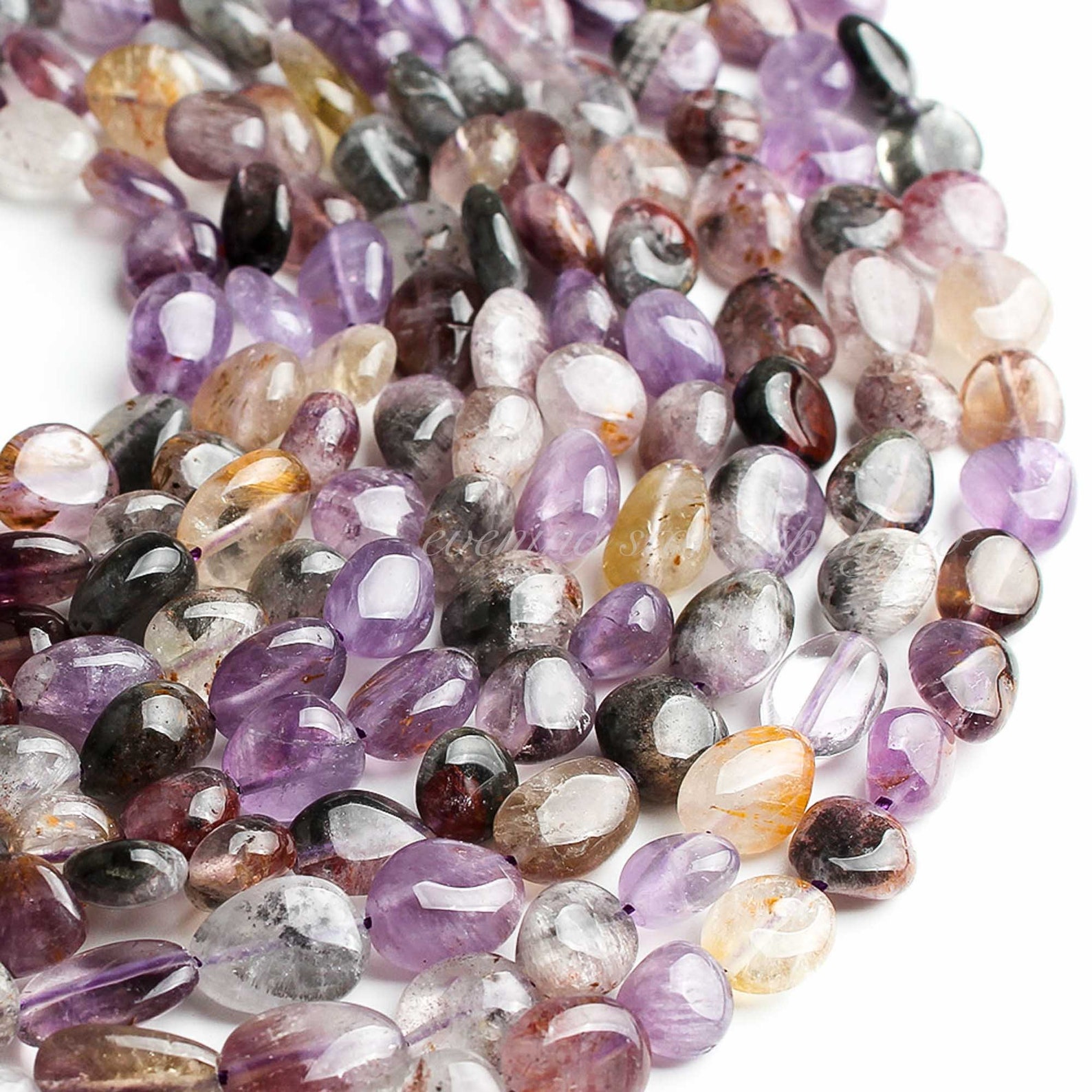 Gemstone Beads Purple Phantom Quartz Tumbled Pebble 15 Strand - Etsy