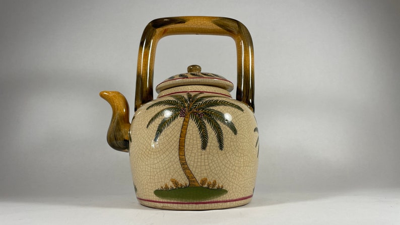 Vintage Palm Tree Teapot Beach Teapot Coastal Teapot - Etsy