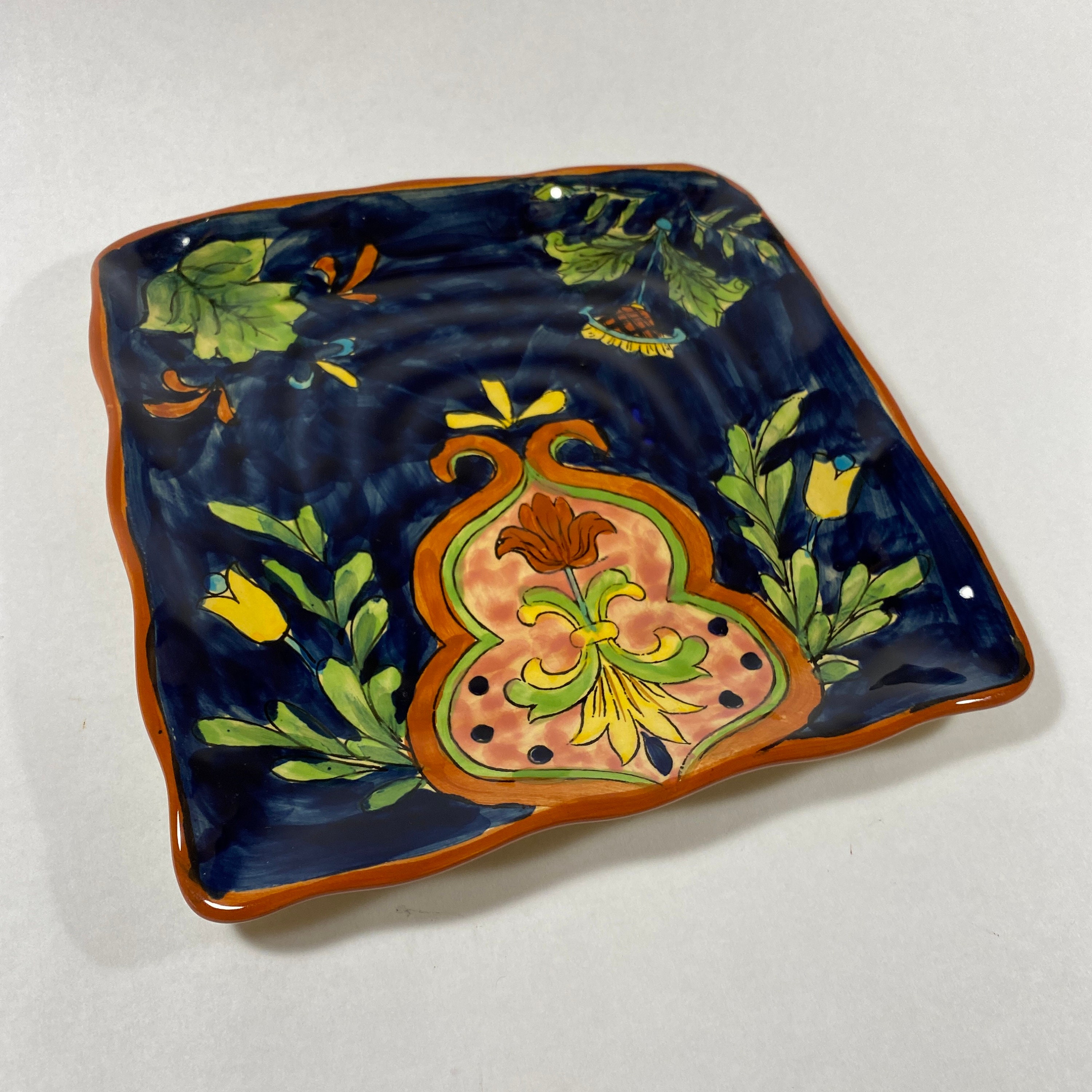 Hand Painted Plate, Vintage Plate, Wall Plate, Serving Plate, Navy ...