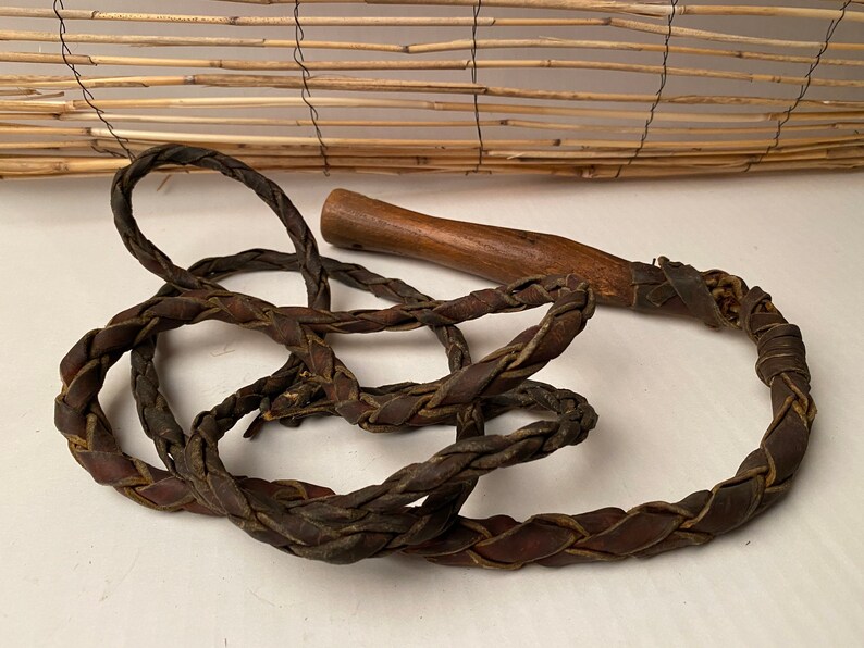 Antique Whip. Vintage/antique 1940s Handmade Leather Whip | Etsy
