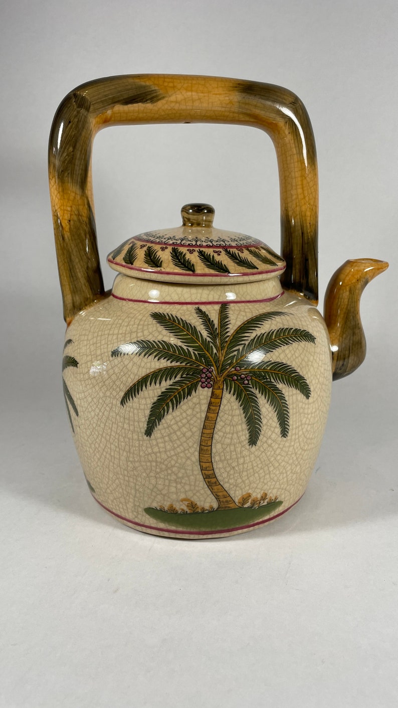 Vintage Palm Tree Teapot Beach Teapot Coastal Teapot - Etsy