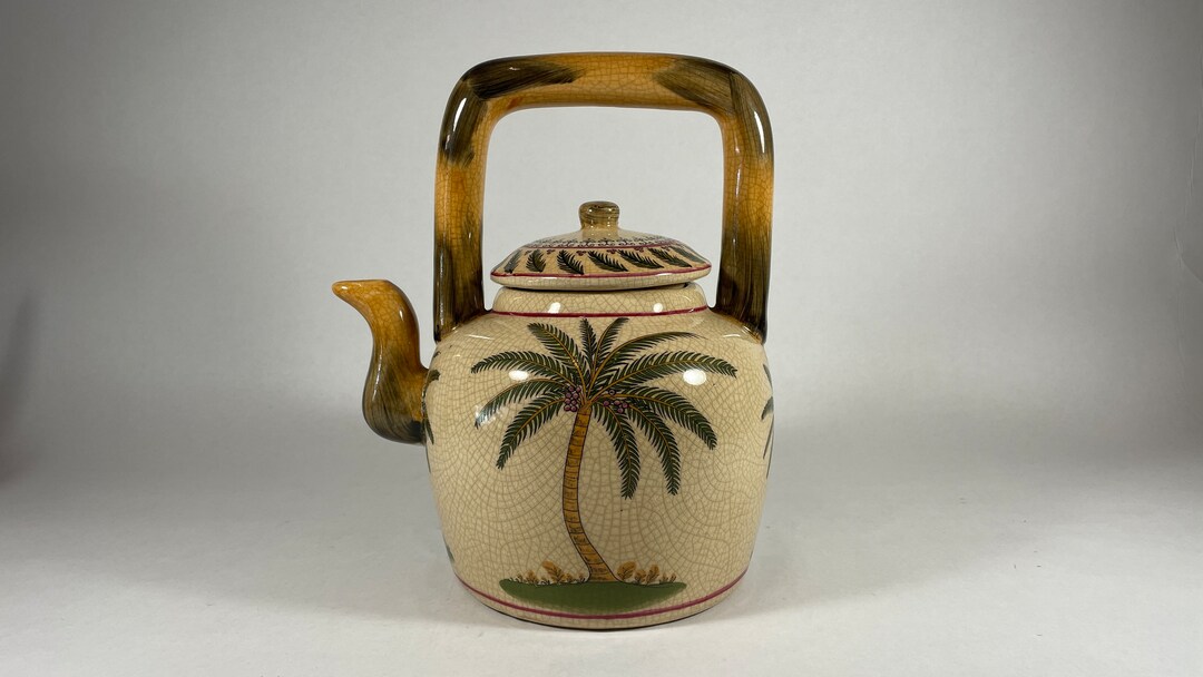 Vintage Palm Tree Teapot, Beach Teapot, Coastal Teapot - Etsy