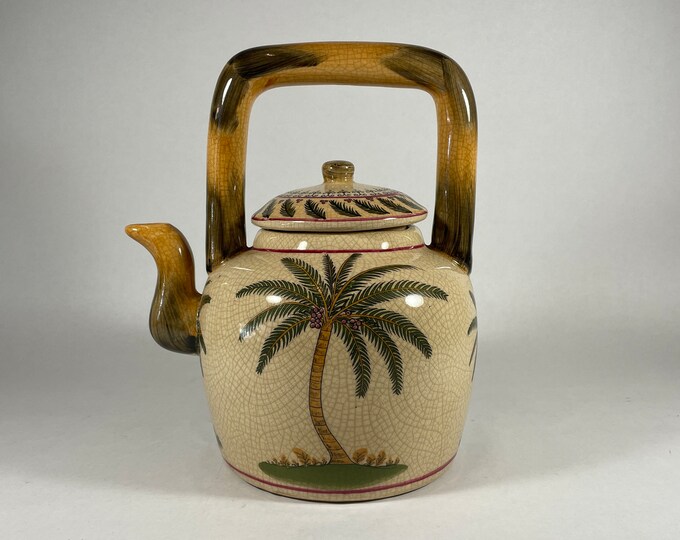 Vintage Palm Tree Teapot, Beach Teapot, Coastal Teapot - Etsy