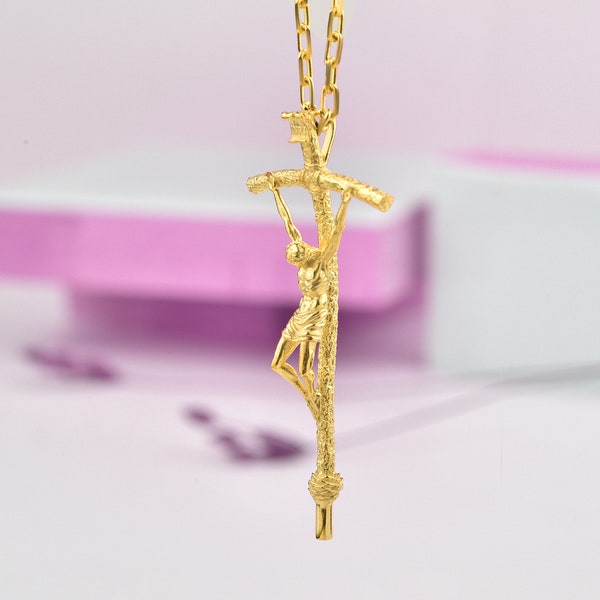 Gold Crucifix Necklace Women Pendant - Etsy