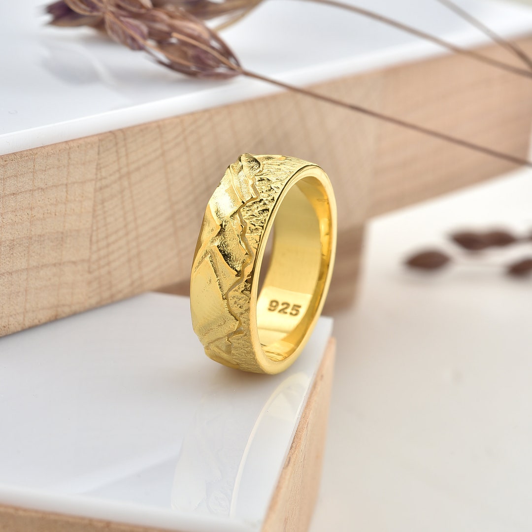 View of Mountains Ring With 14K Gold or Silver Options, Nature Inspired ...