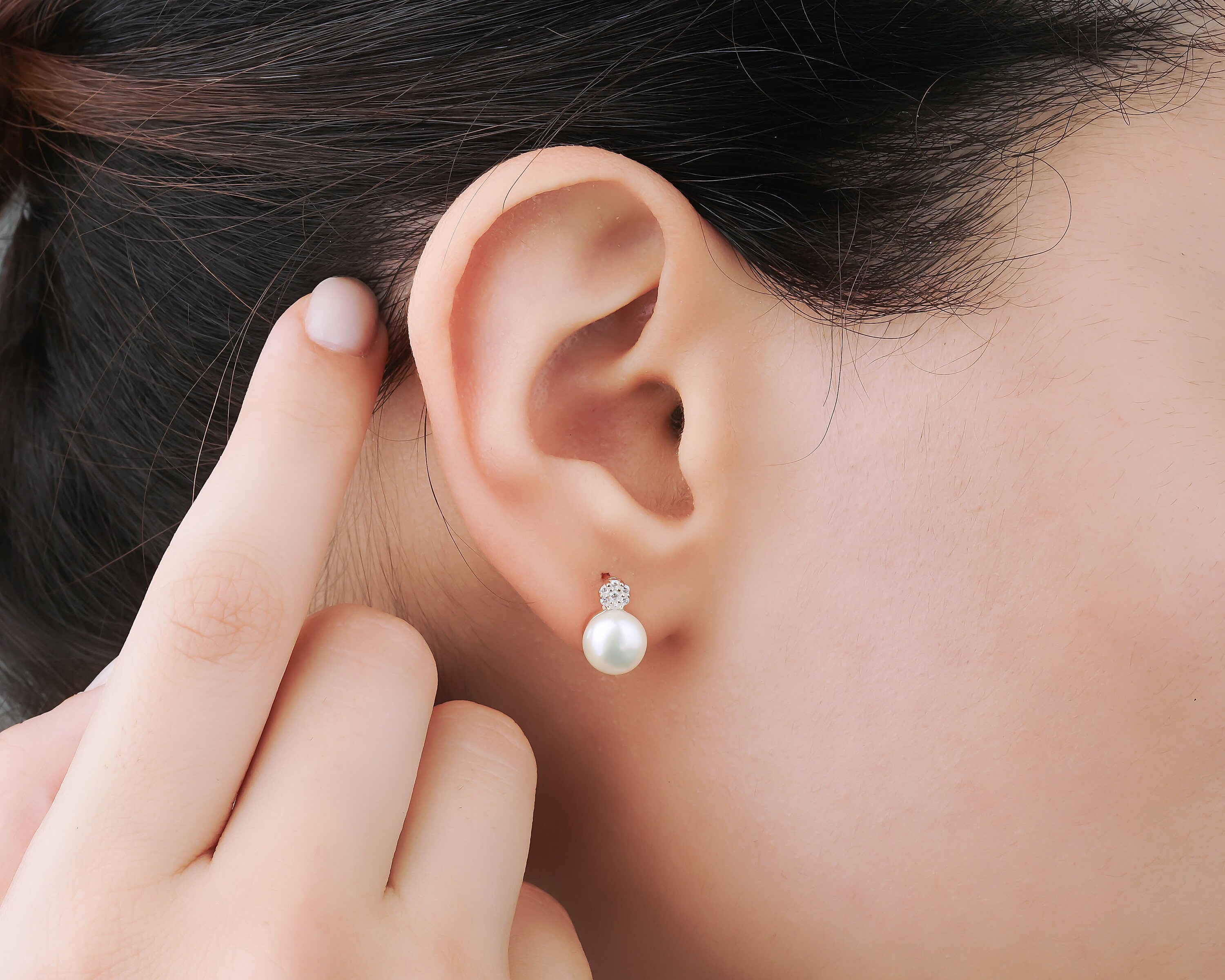 White Pearl Stud Pearl Stud Earring Bridal Gold Earring 18K | Etsy