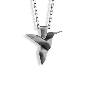 Hummingbird 925 Silver Necklace in Gold Plated or Oxidized, Hummingbird ...