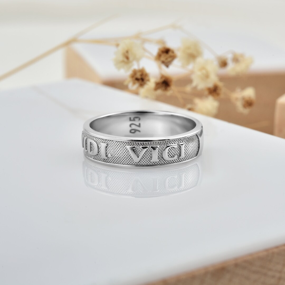 Veni Vidi Vici Stackable Sterling Silver Ring for Girlfriend, 14K Gold ...
