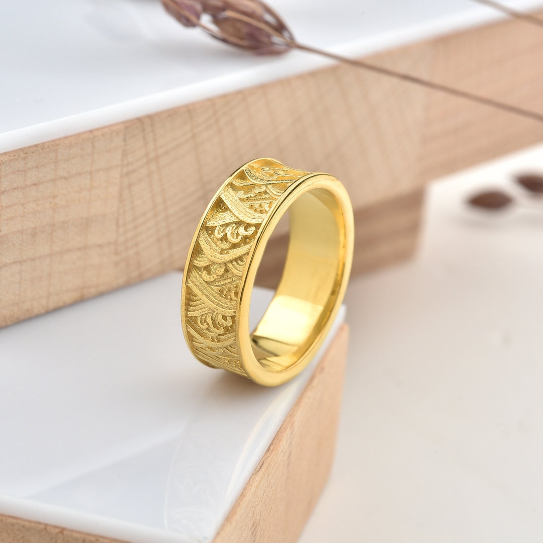 Great Wave off Kanagawa Ring in Gold Plated or Oxidized, Japanese Art Promise Ring for Her ...