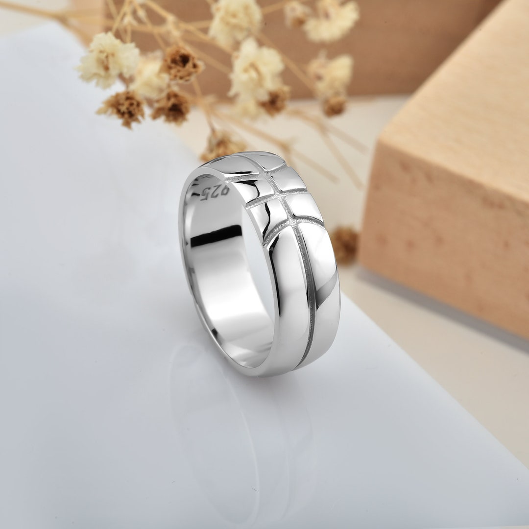 Basketball Ring in 14K Gold Plated or Silver, Sports Ring for ...