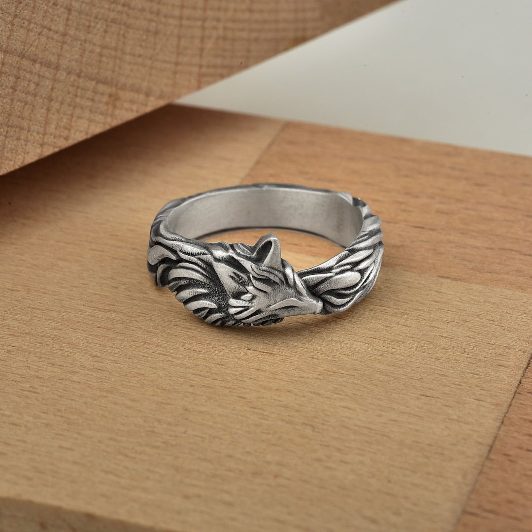 Silver Fox Ring for Women, Fox Wedding Band Ring in Sterling Silver ...