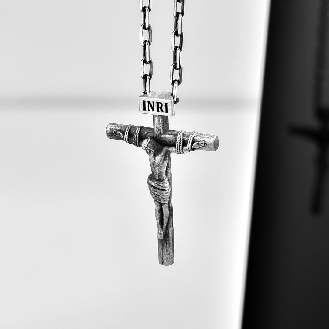 Sterling Silver Jesus King of the Jews Crucifix Necklace as a Religious ...