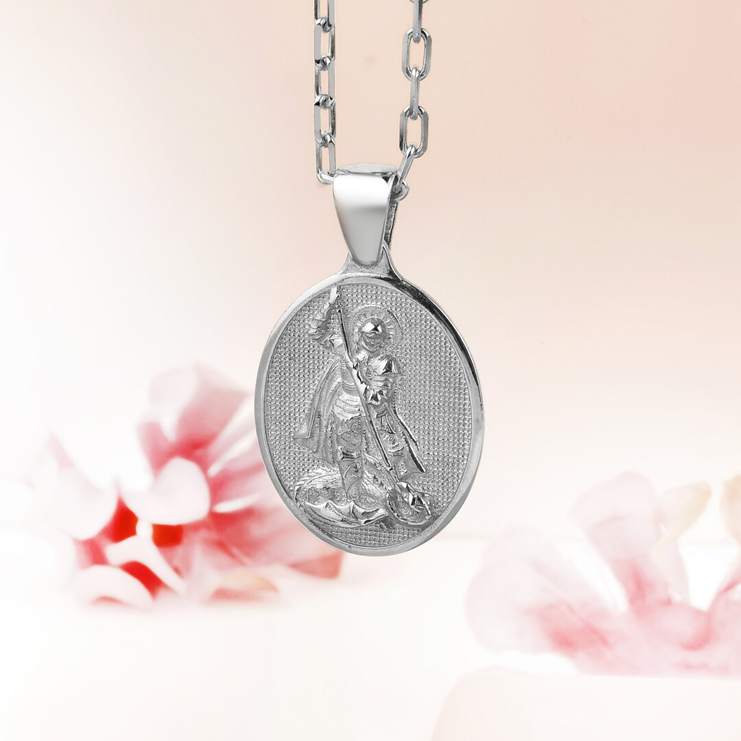 Saint George Necklace in 14K or 18K Gold, St George of Lydda Faith ...