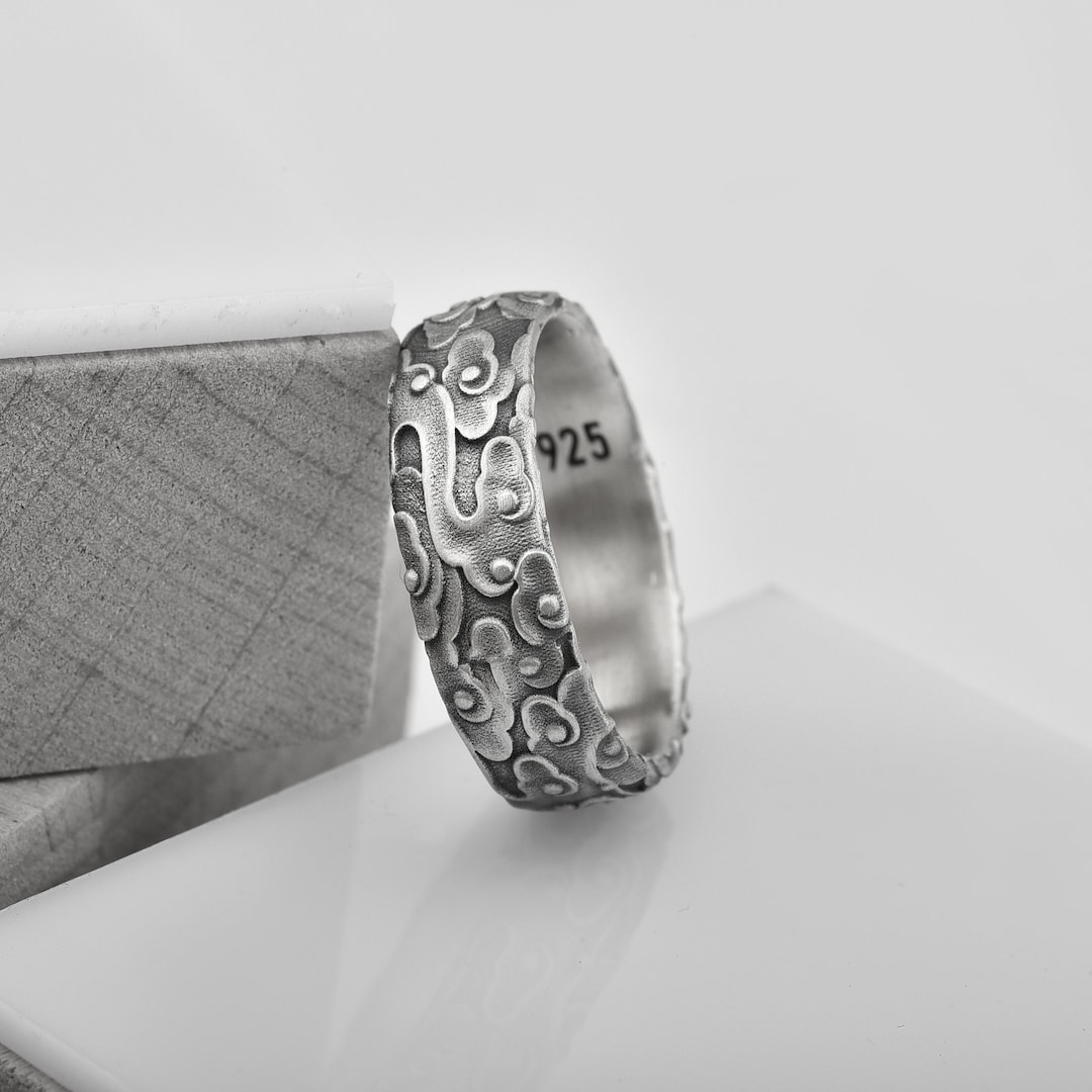 Silver Cloud Ring for Valentines Day Gift, Nature Inspired Wedding Band ...