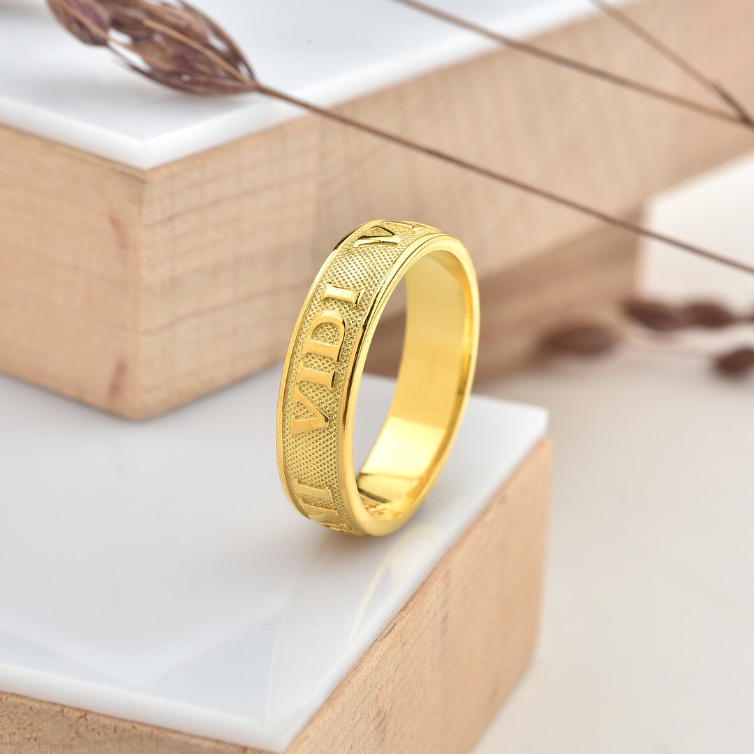 Veni Vidi Vici Stackable Ring for Girlfriend, 14K Gold Promise Ring for ...