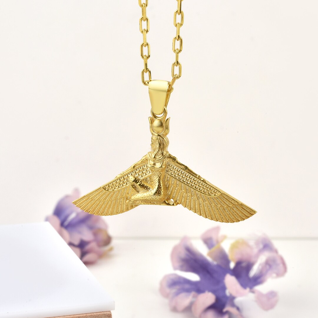 Goddess Isis Pendant Necklace in 10K or 14K Gold, 925 Silver Gold ...