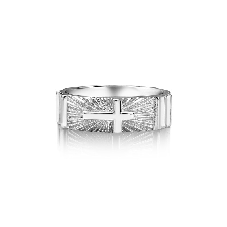Cross Wedding Band Ring for Christian in Sterling Silver, 10K or 14K ...