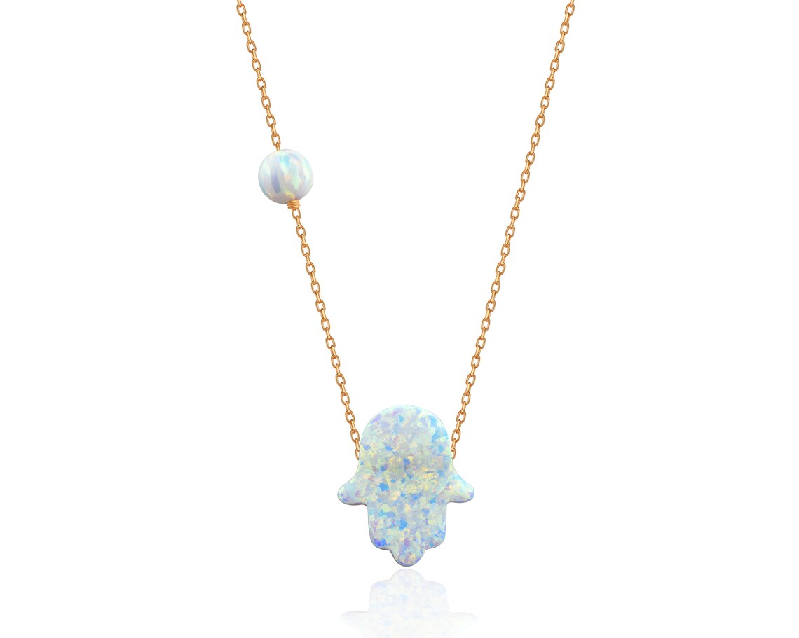 Opal Hamsa Pendant, 14K Hamsa Gold Pendant, 18K Tiny Hamsa Necklace ...