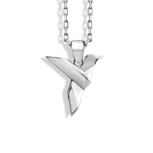Hummingbird 925 Silver Necklace in Gold Plated or Oxidized, Hummingbird ...