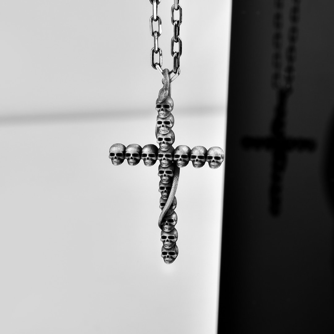Gothic Cross Pendant Necklace in Oxidized Sterling Silver, Cross Made ...