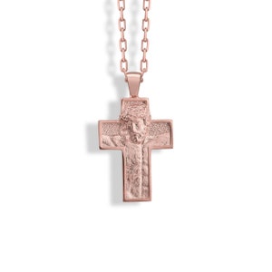 Jesus on Cross Necklace for Christian Gift in Oxidized 925 Silver, 14K ...
