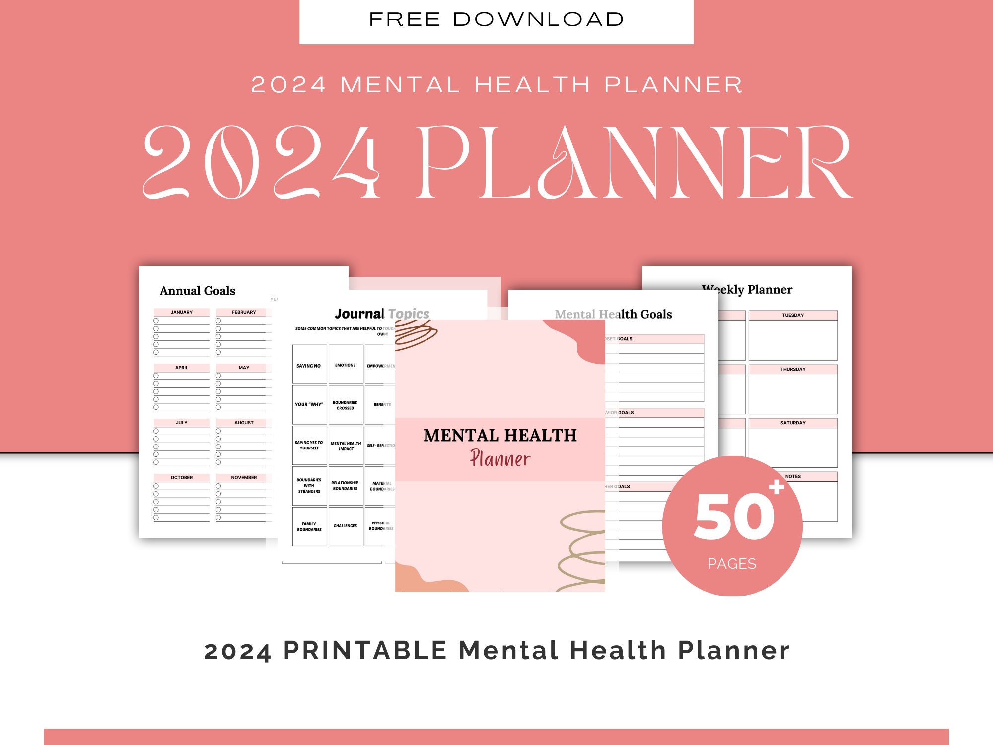 Mental Health Planner for Self-care & Wellness, Printable Digital ...