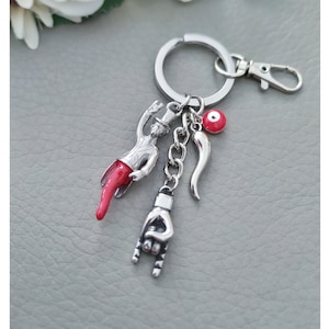 Italian Horn Keychain, Silver Mano Con Corna Gobbo Charms, Good Fortune ...