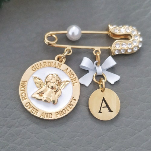 Guardian Angel Baby Pin Watch Over and Protect Cherub Pin - Etsy