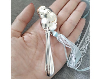 Silver Baby Rattle | Etsy