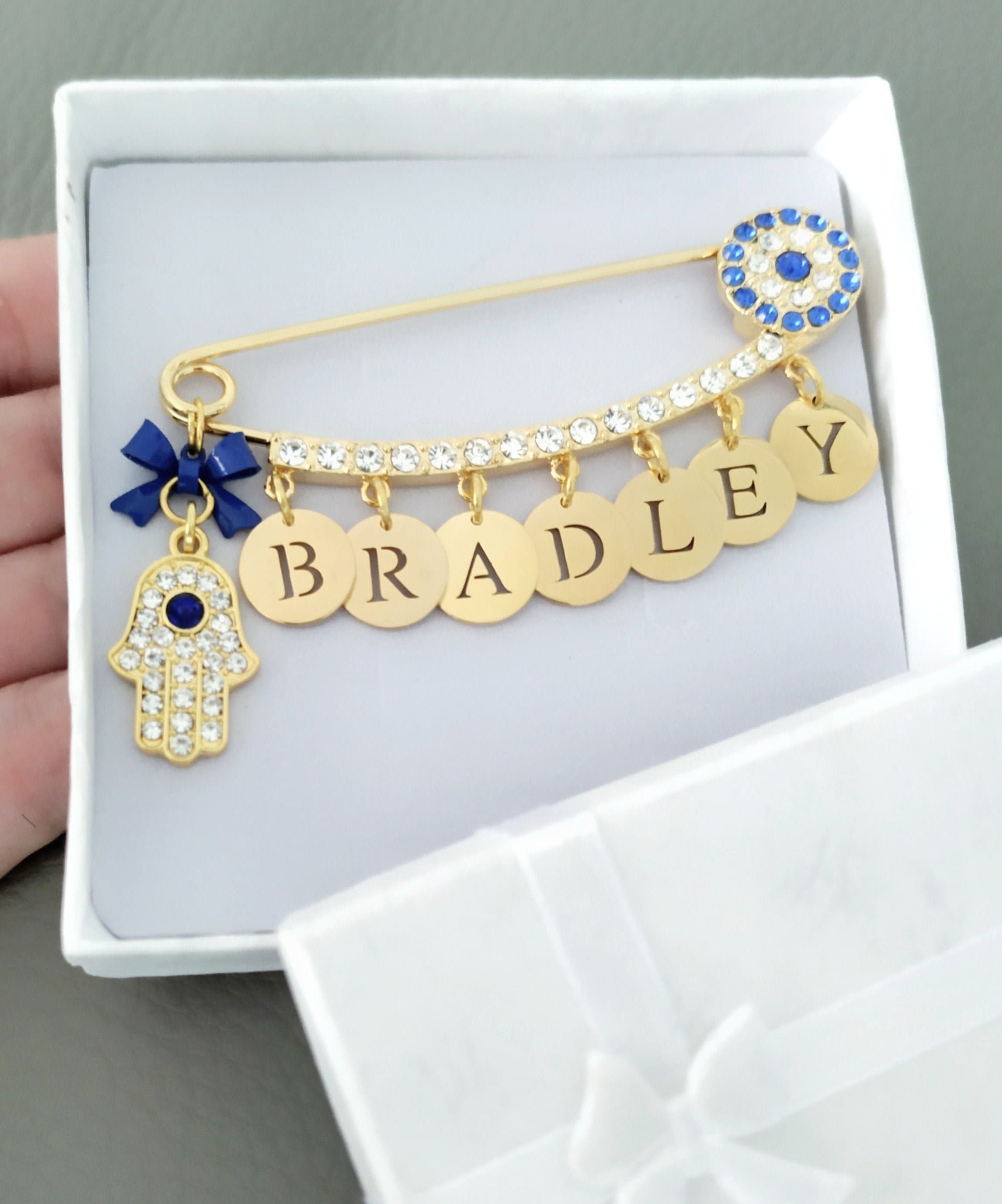 Evil Eye Pin Evil Eye Brooch Gold Personalized Safety Pin | Etsy